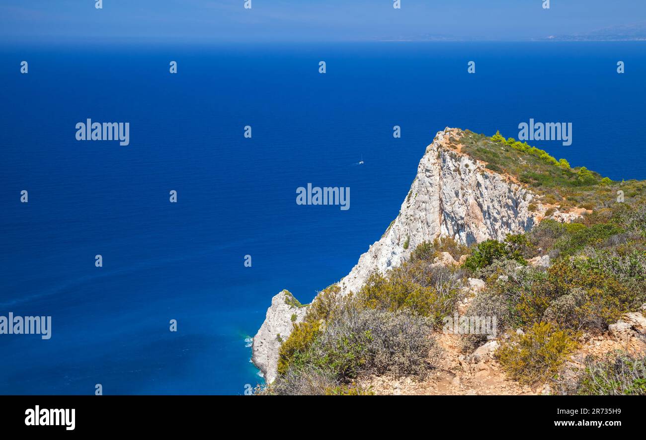 Coastal landscape of Navagio bay, Greece. Natural landmark of Greek ...