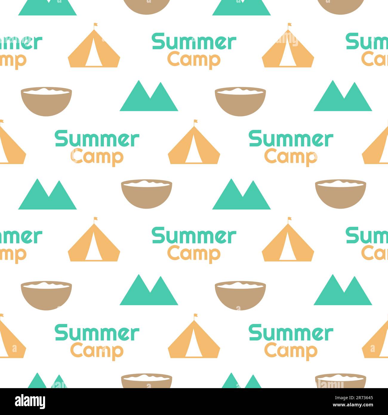 Summer Camp Seamless Pattern Design of Camping and Traveling in ...