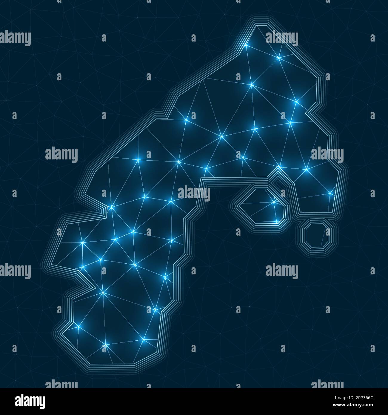 Water Island network map. Abstract geometric map of the island. Digital ...