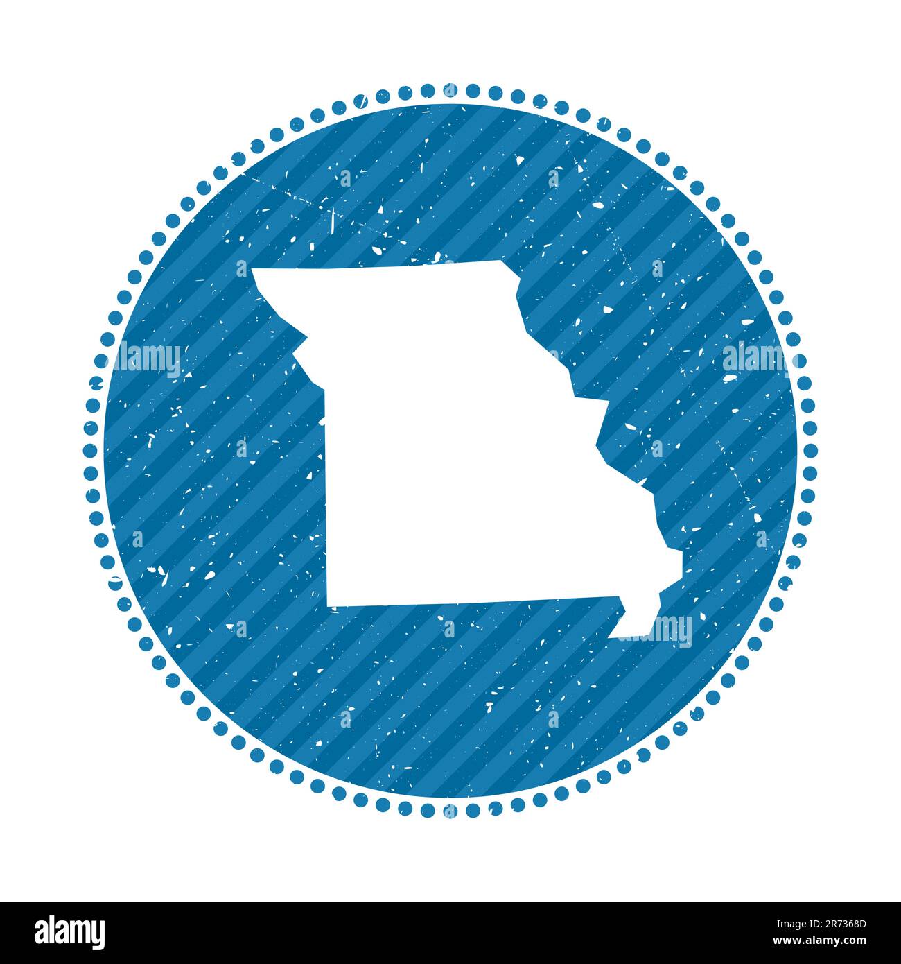 Missouri striped retro travel sticker. Badge with map of US state ...