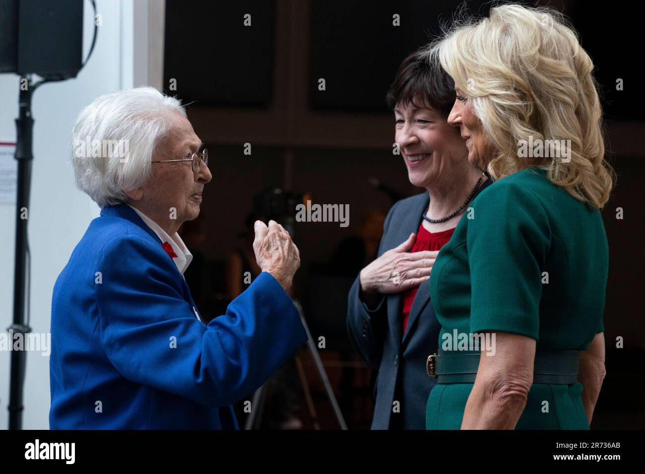 Retired U.S. Air Force Brig. Gen. Wilma Vaught, 93, left, finishes a ...