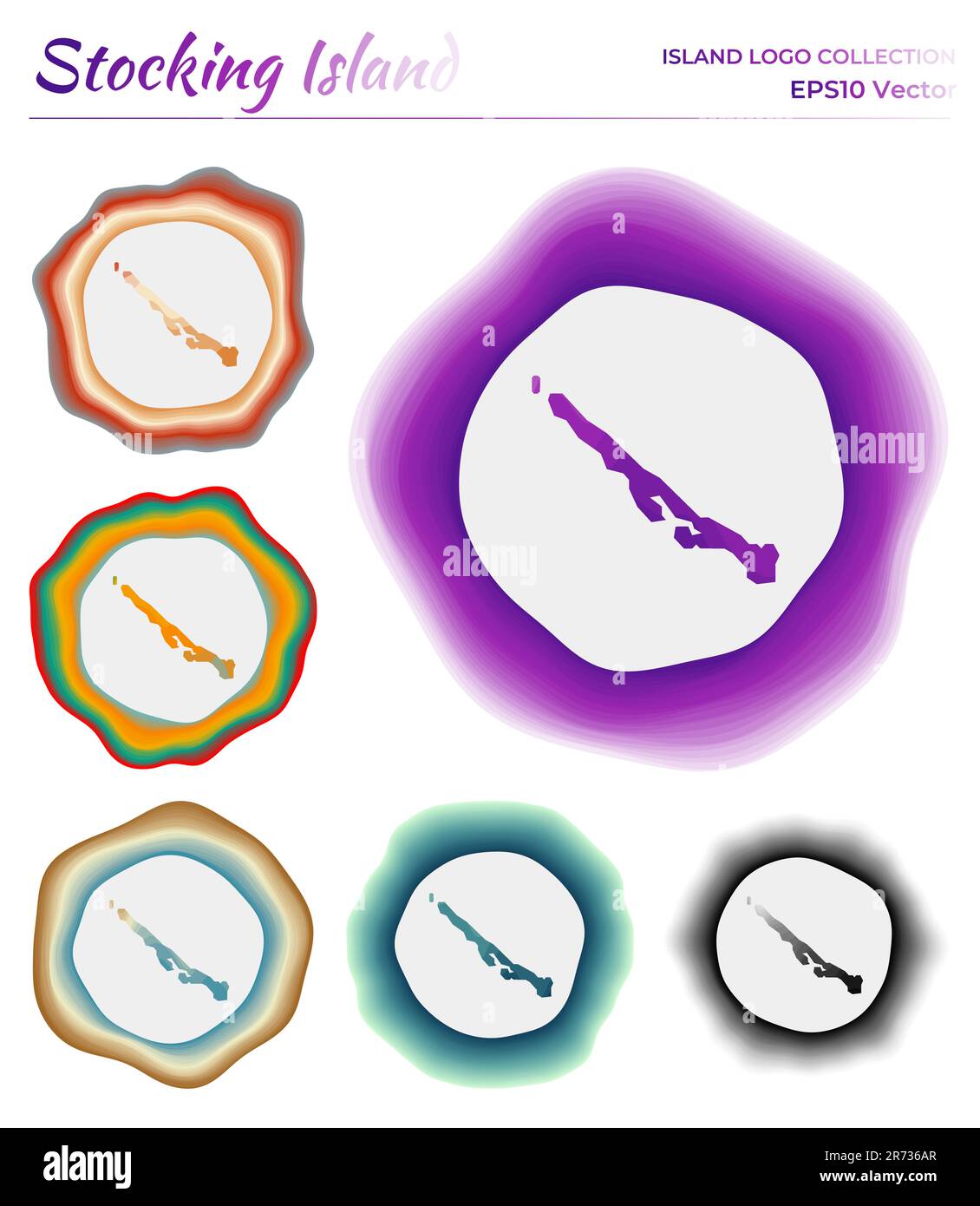 Stocking logo collection. Colorful badge of the island. Layers around ...