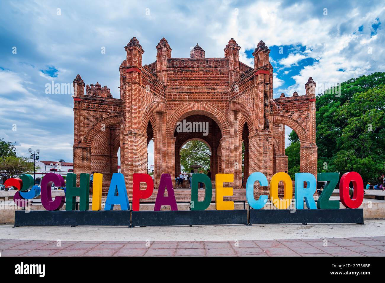 Monumental Fountain in the village of Chiapa de Corzo in Chiapas, one ...