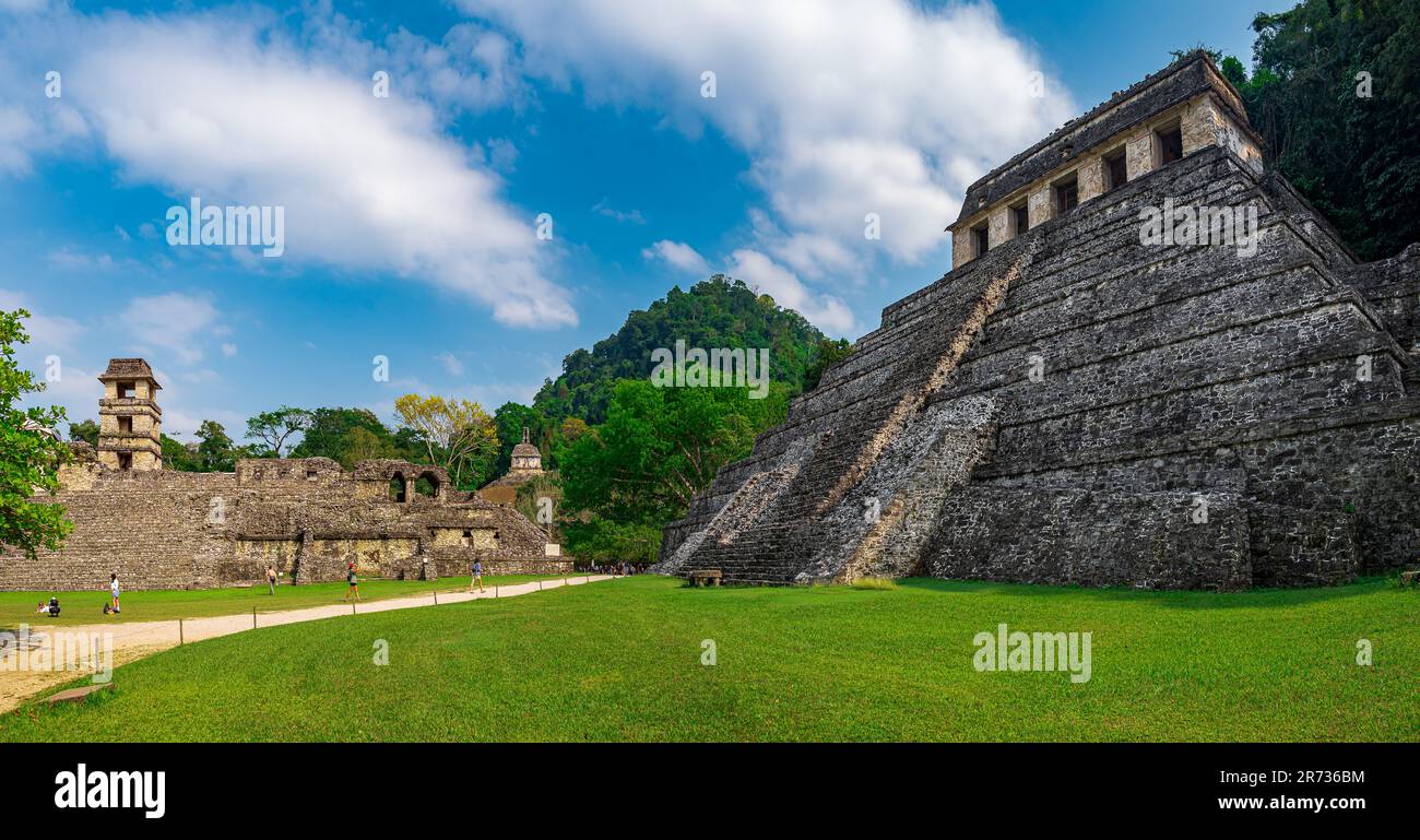Ancient Maya Ruins in the archeological site of Palenque in Chiapas ...