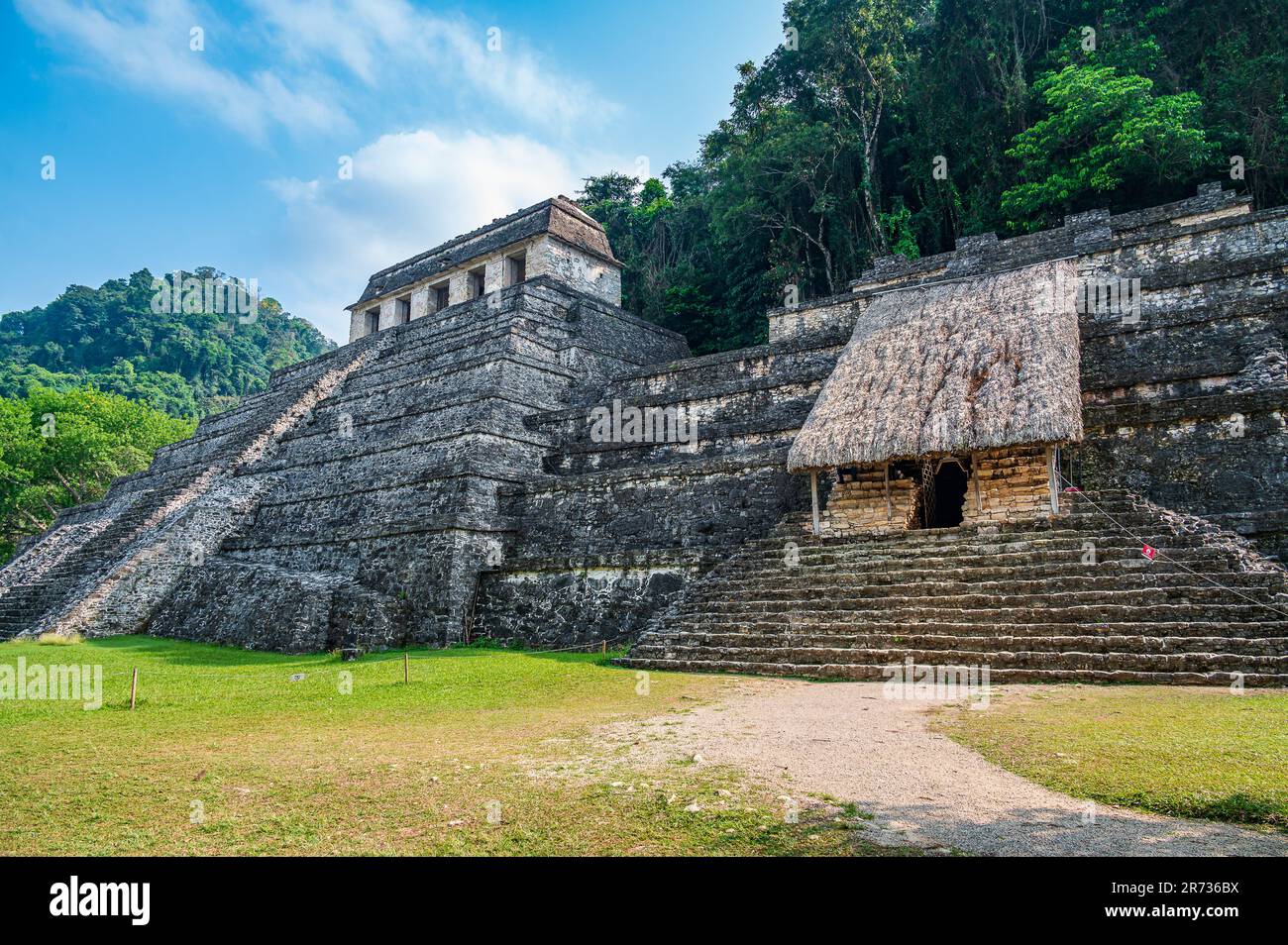 Ancient Maya Ruins in the archeological site of Palenque in Chiapas ...