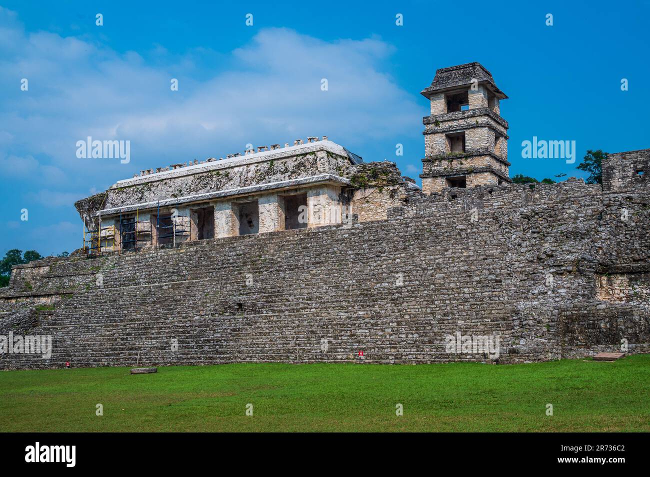 Ancient Maya Ruins in the archeological site of Palenque in Chiapas ...