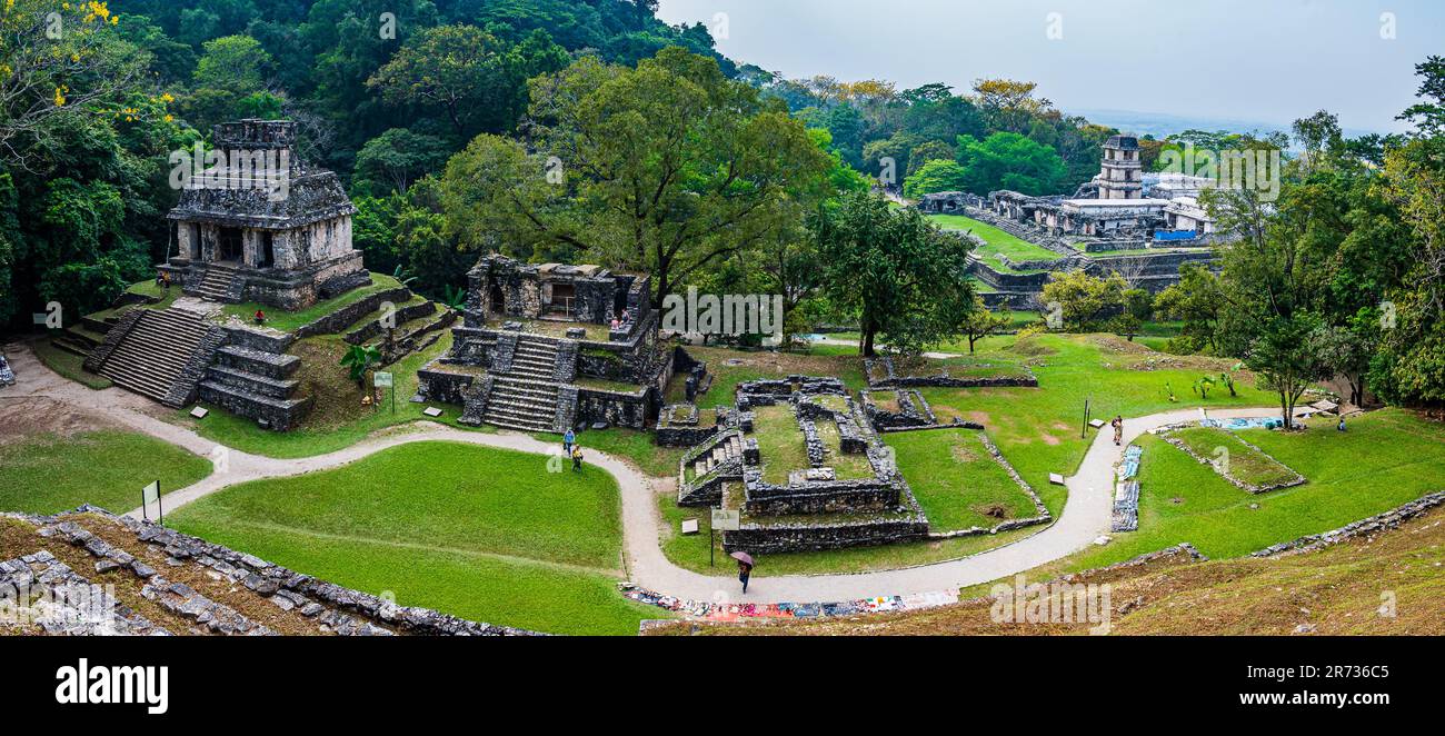 Ancient Maya Ruins in the archeological site of Palenque in Chiapas ...
