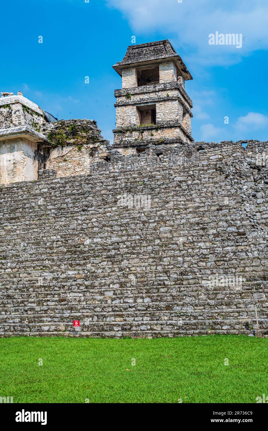 Ancient Maya Ruins in the archeological site of Palenque in Chiapas ...