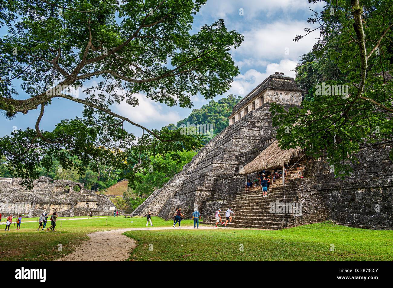 Ancient Maya Ruins in the archeological site of Palenque in Chiapas ...