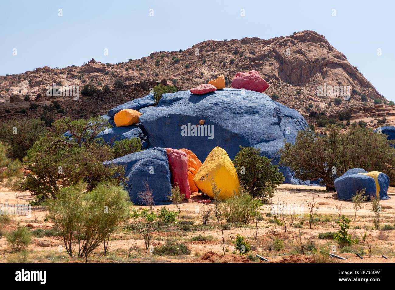 Famous painted rocks in the Tafraoute valley in South Morocco Stock ...