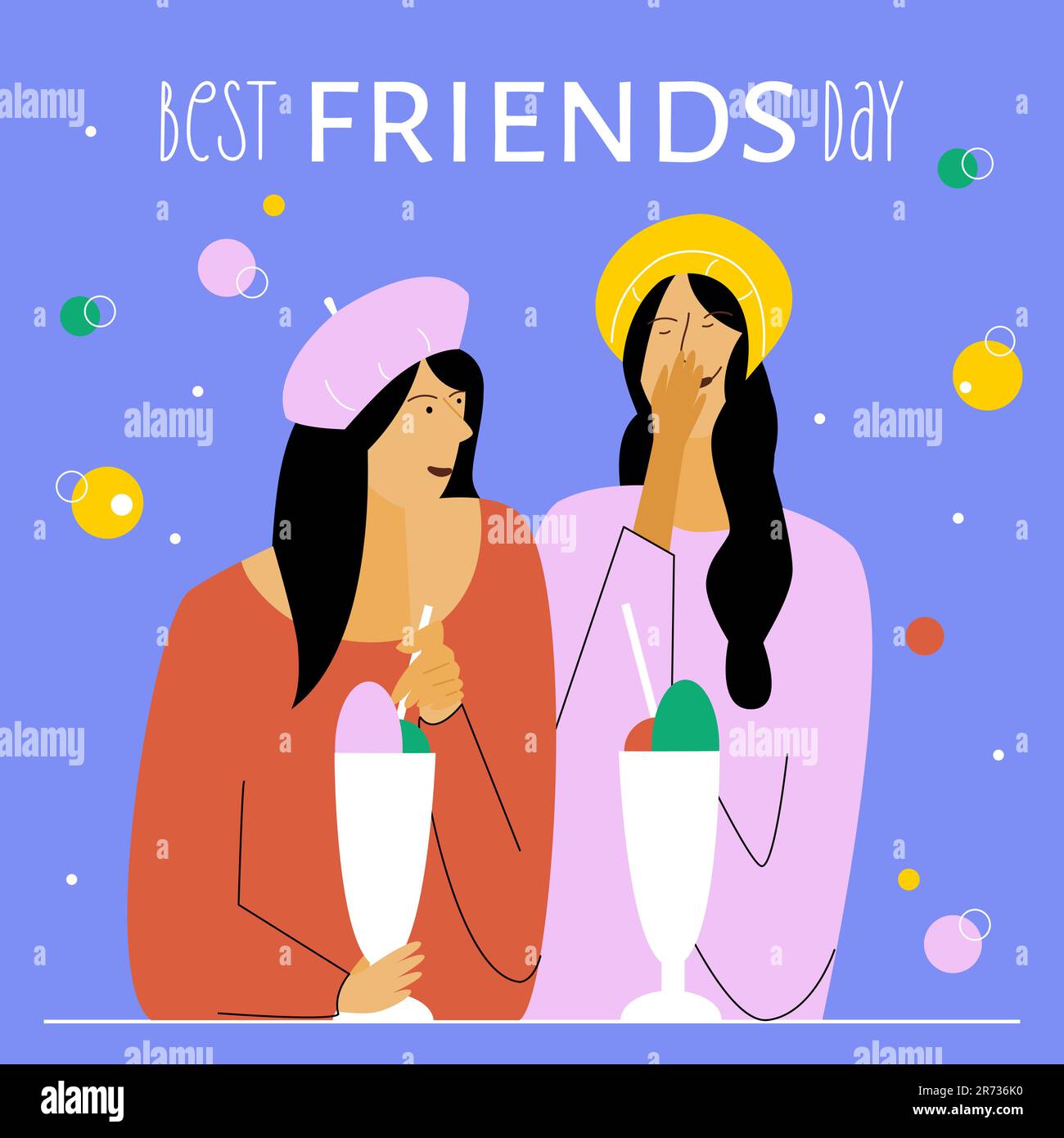 The couple women or teenager girls celebration national best friends ...