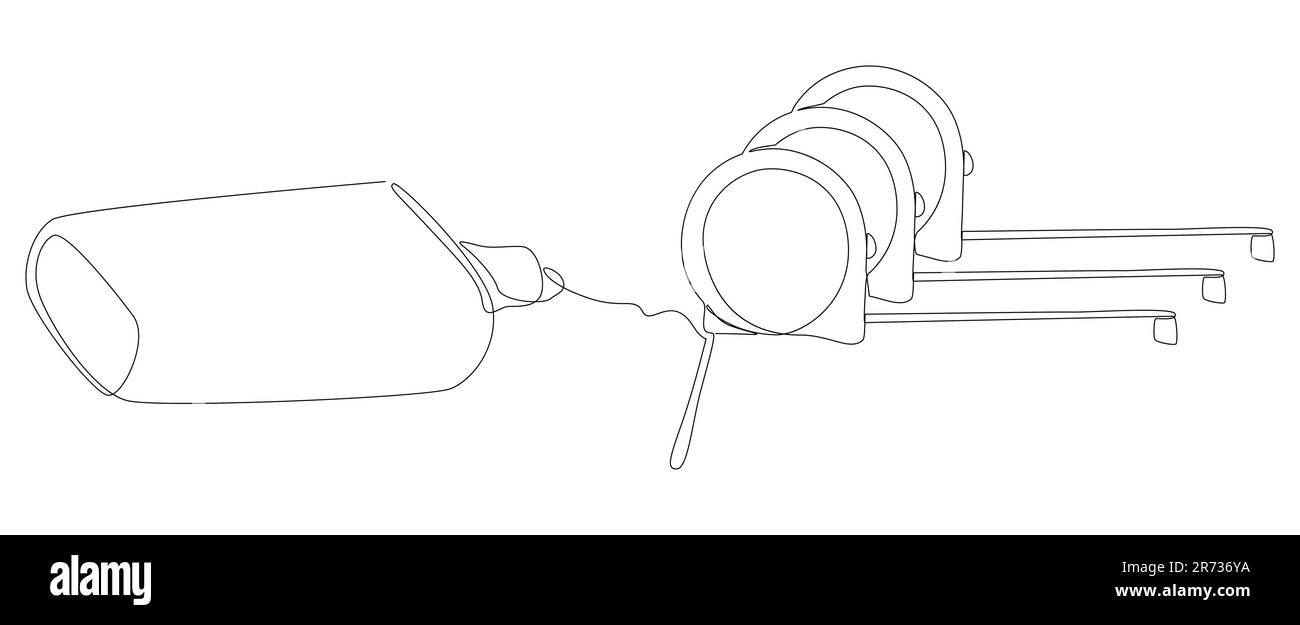 One Continuous Line Of Ruler Tape Drawn By With Felt Tip Pen Thin Line Illustration Vector