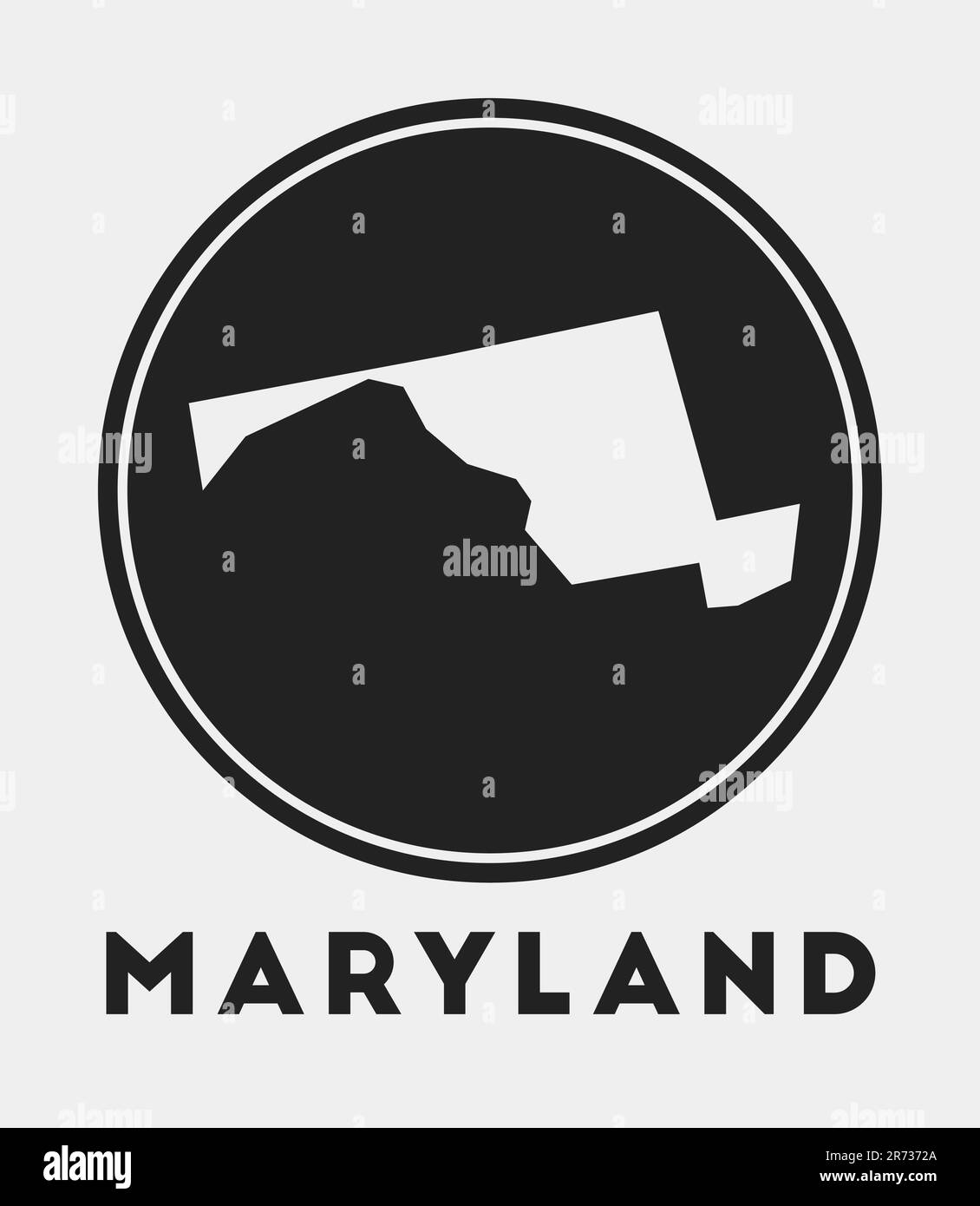 Maryland icon. Round logo with US state map and title. Stylish Maryland ...