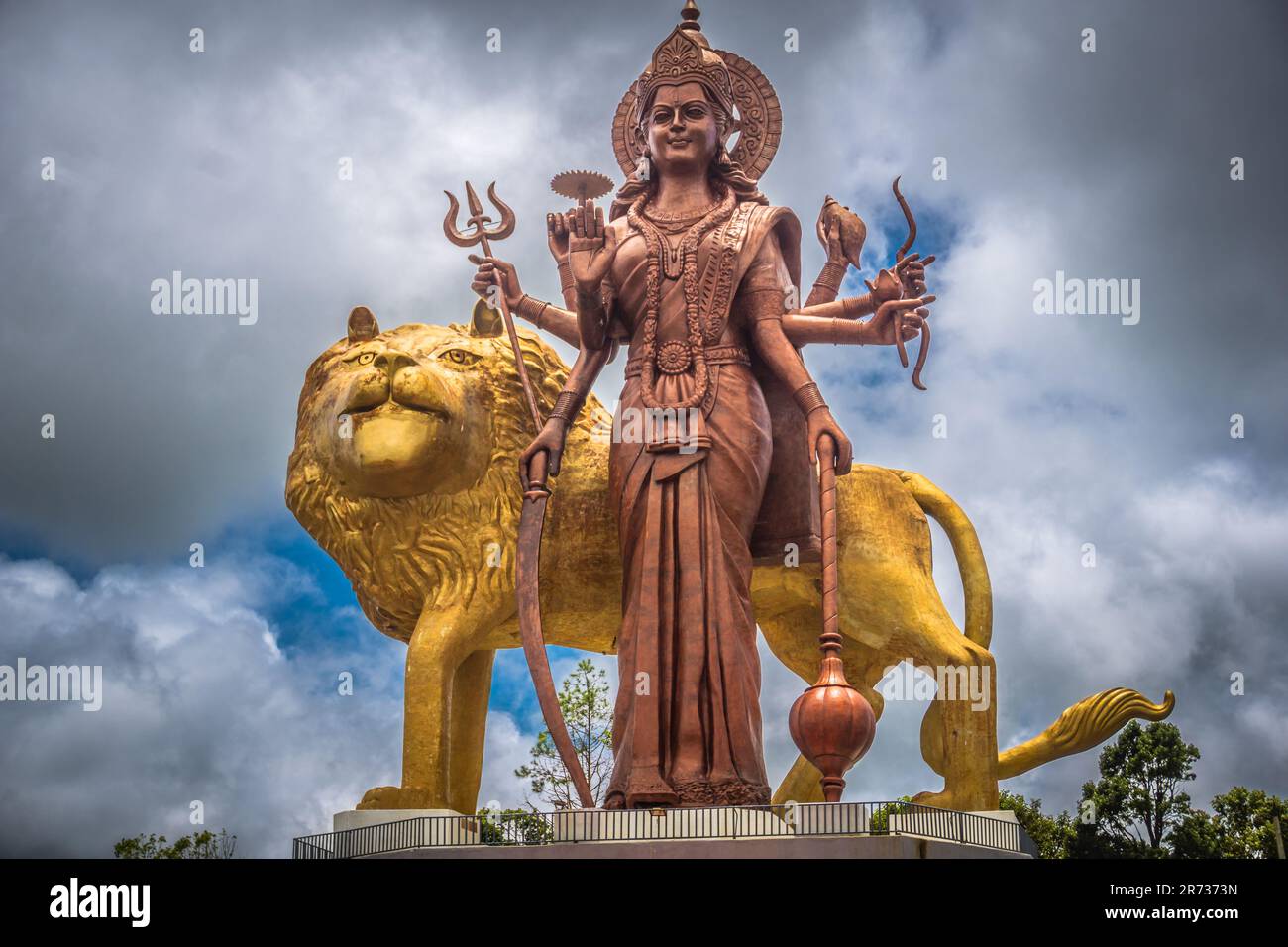 Statue of hindu divinity goddess Durga at Grand Bassin, Mauritius. High ...