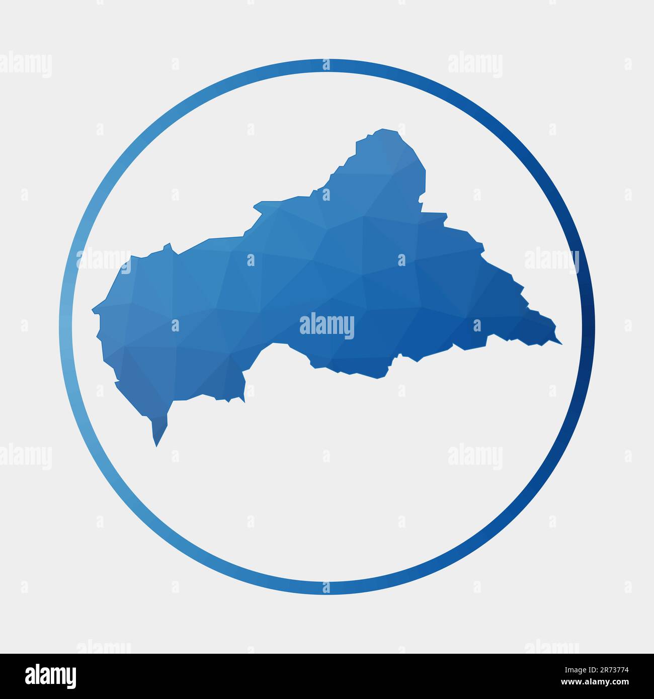 CAR icon. Polygonal map of the country in gradient ring. Round low poly ...