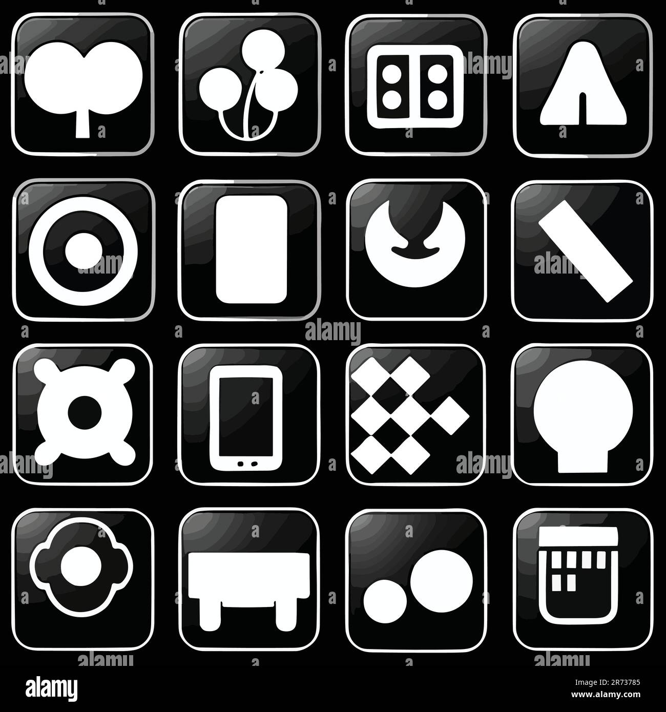 Set of mobile app icons black and white vector user Black and White ...