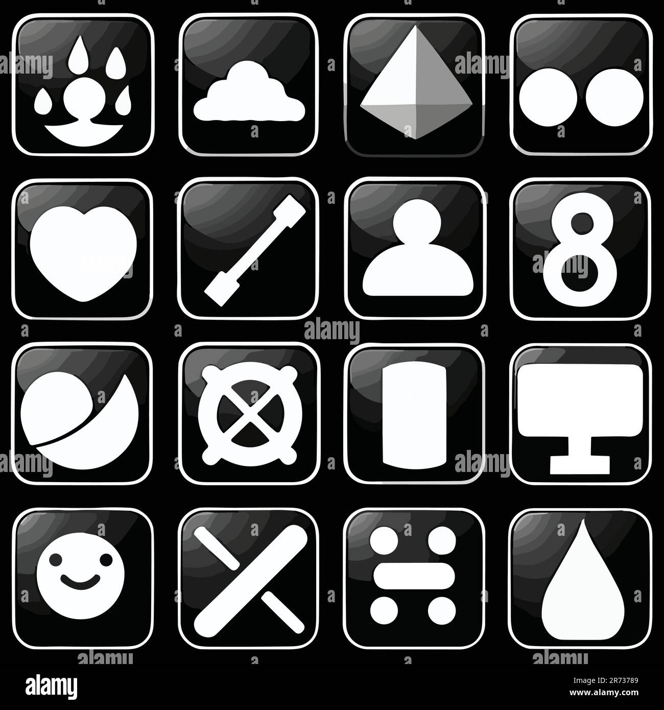 Set of mobile app icons black and white vector user Black and White ...