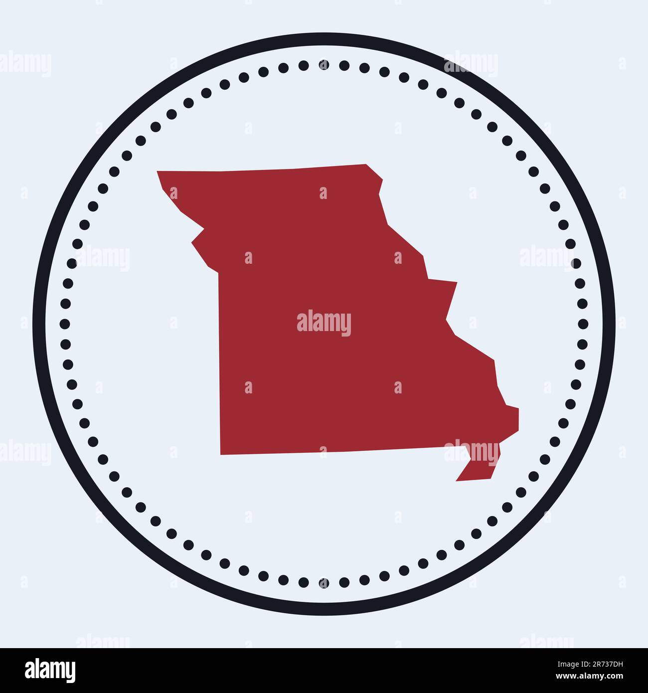 Missouri round stamp. Round logo with US state map and title. Stylish ...