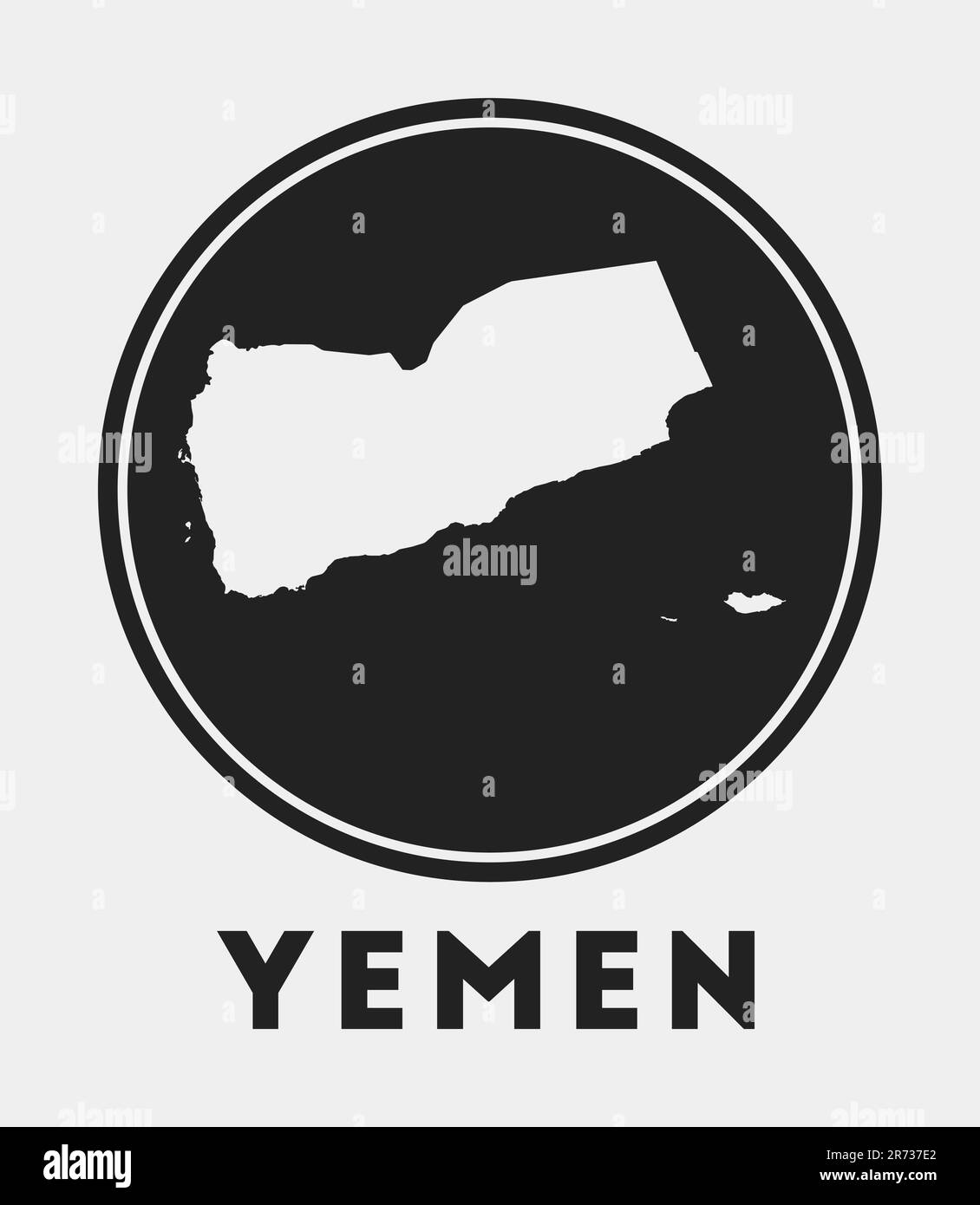 Yemen icon. Round logo with country map and title. Stylish Yemen badge ...