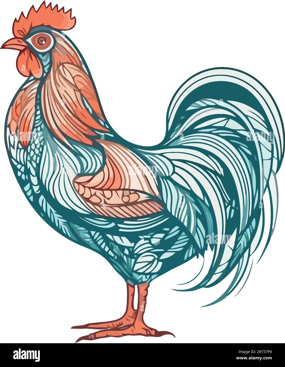 Standing cockerel symbolizes rural farm life Stock Vector Image & Art ...