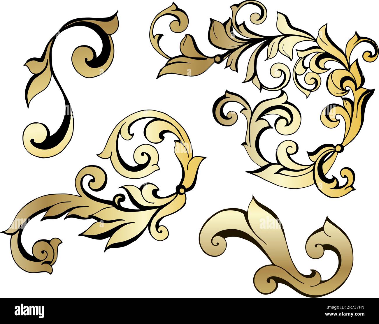 Vector set of vintage baroque corners and dividers.Border,angle,antique ...