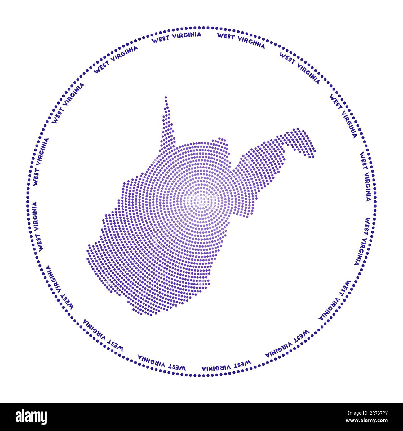 West Virginia round logo. Digital style shape of West Virginia in ...
