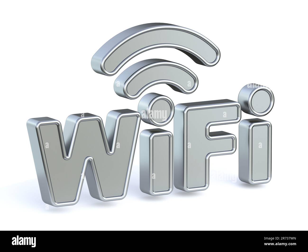 Steel WiFi sign 3D rendering illustration isolated on white background ...