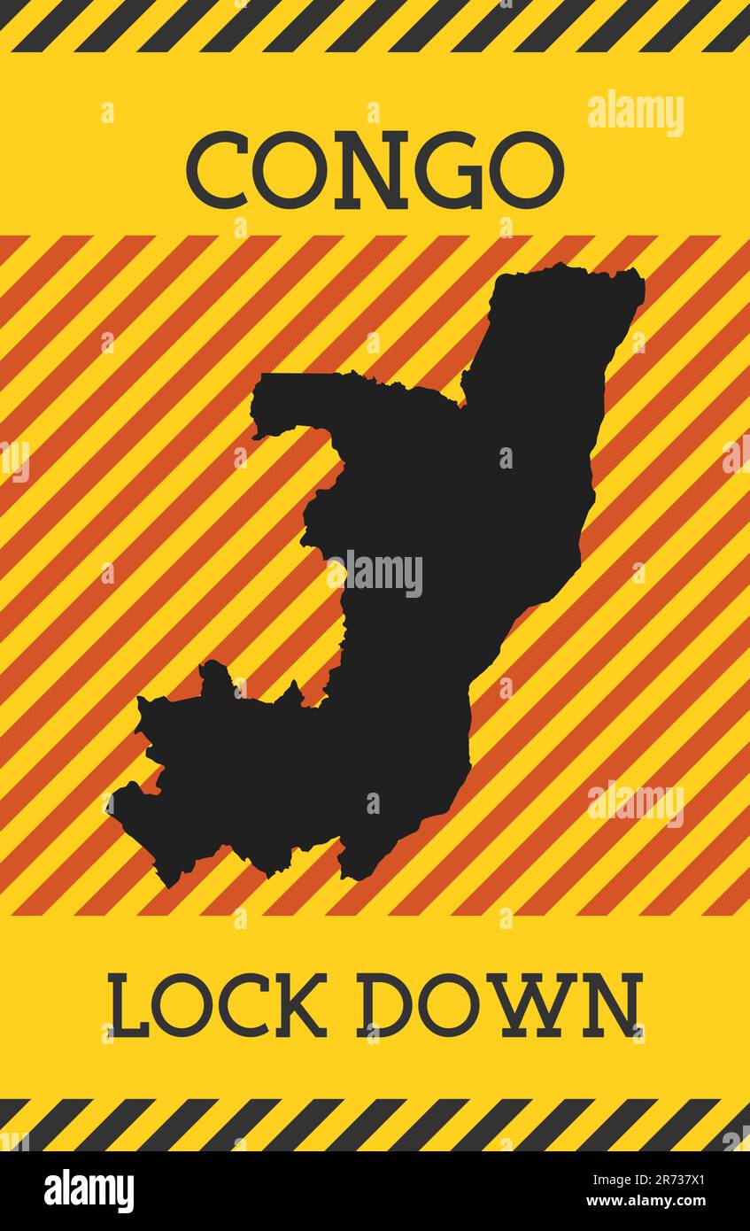 Congo Lock Down Sign. Yellow country pandemic danger icon. Vector ...