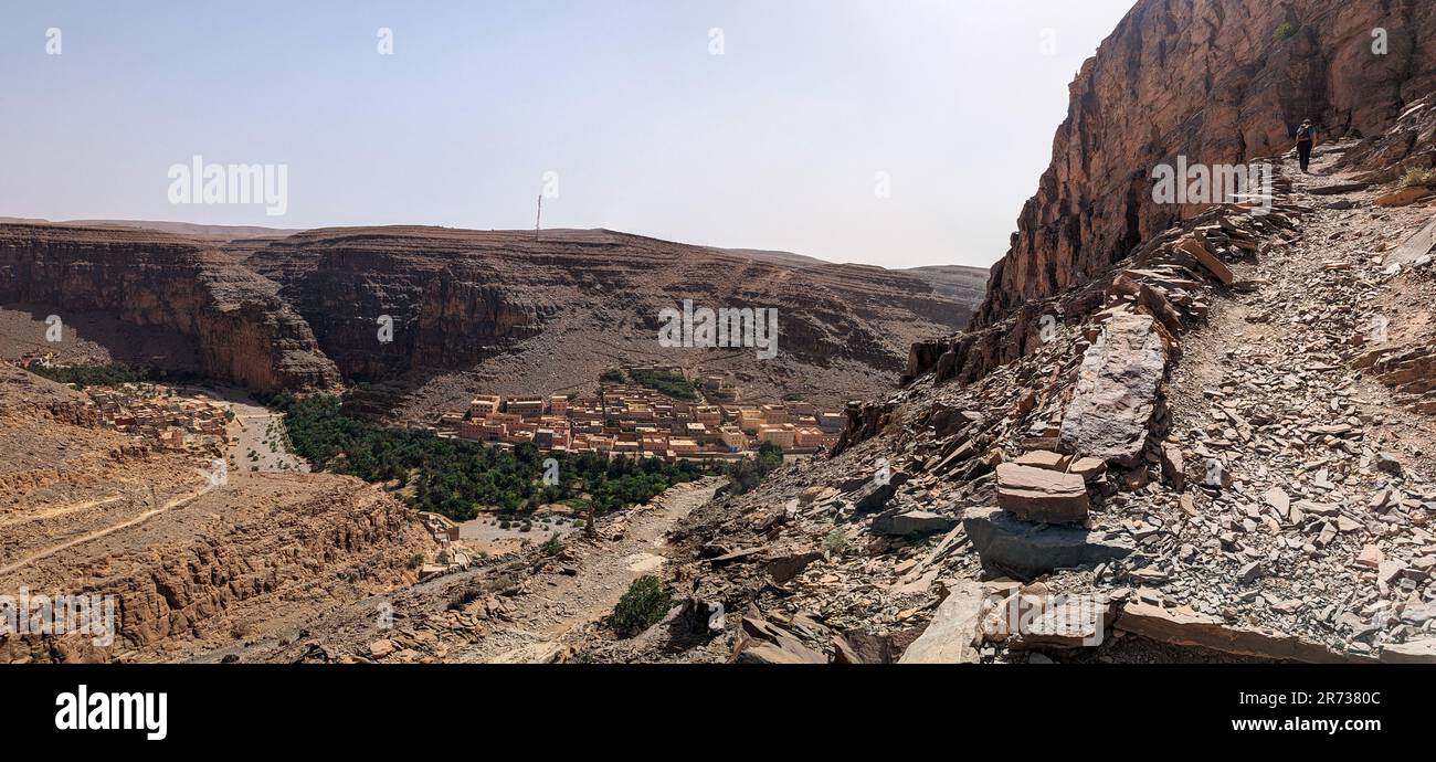 Panoramic view of famous Amtoudi gorge in the Anti-Atlas mountains ...