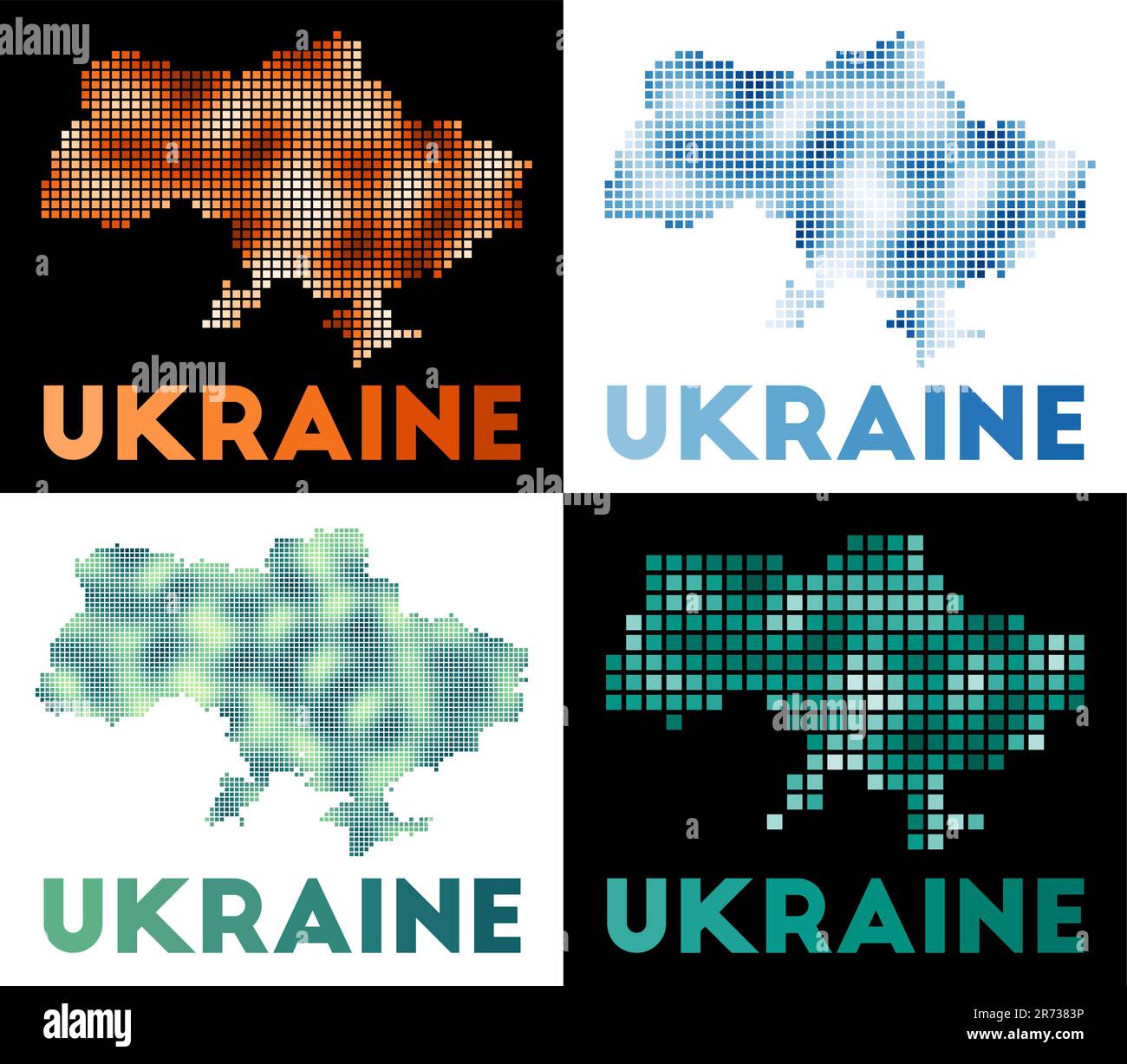 Ukraine map. Collection of maps of Ukraine in dotted style. Borders of ...