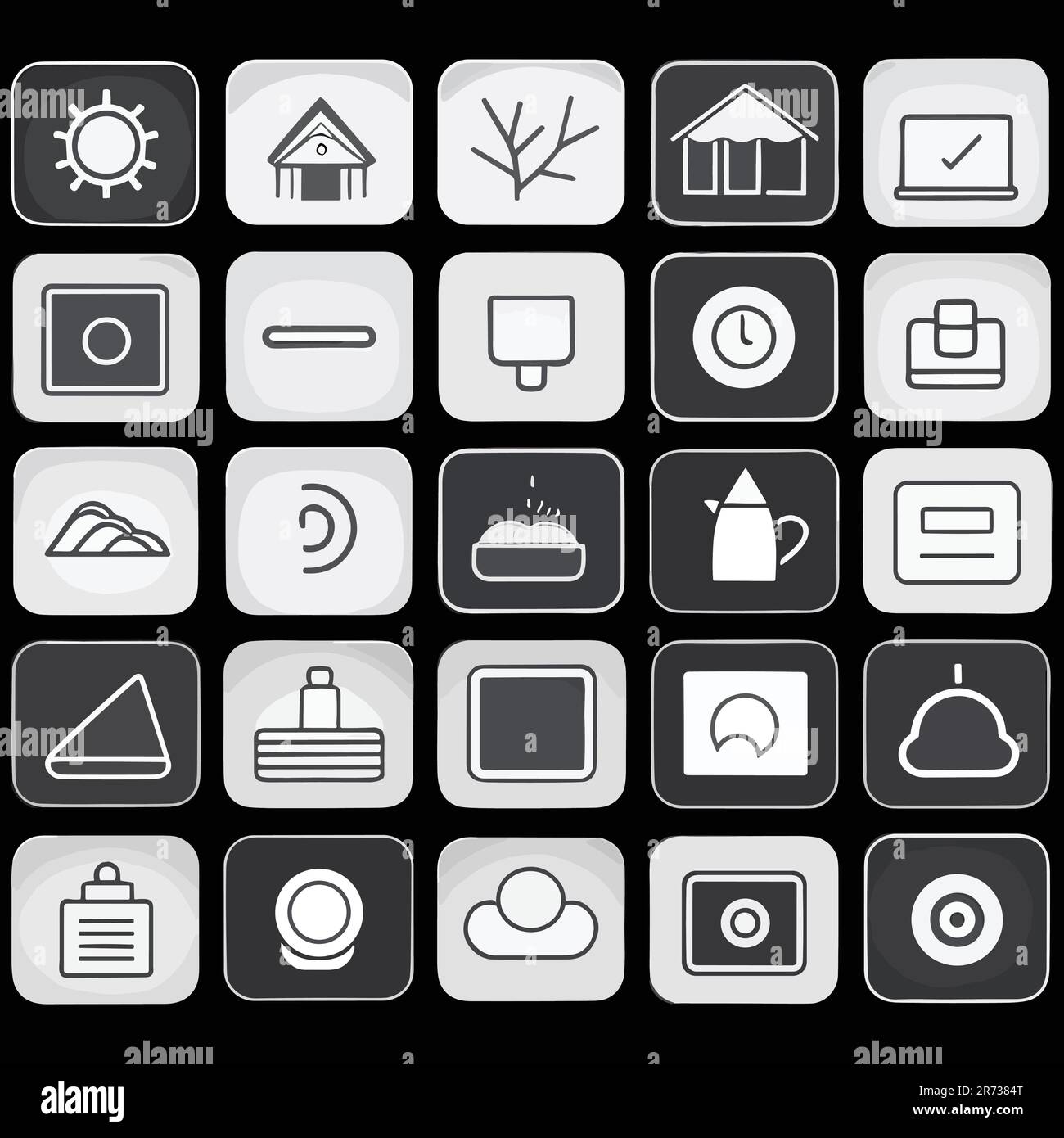 Set of mobile app icons black and white vector user hi-res stock ...