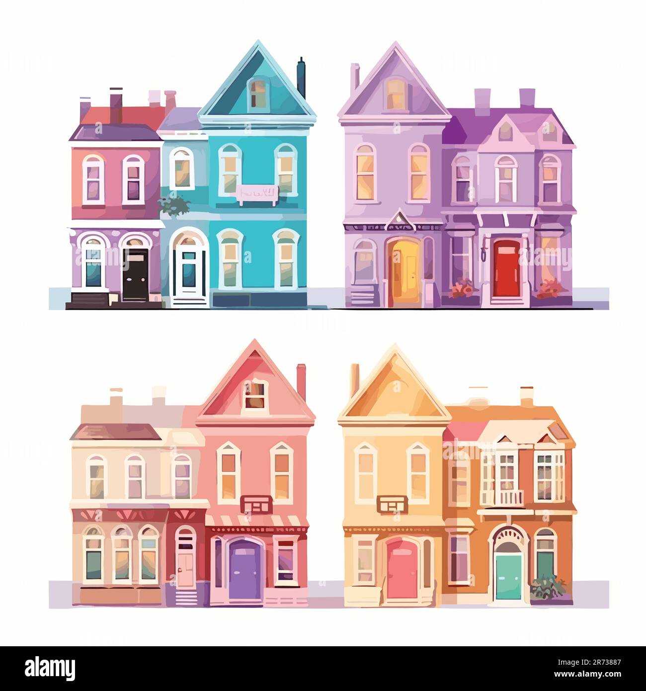 Facade of apartment residential buildings Stock Vector Images - Alamy