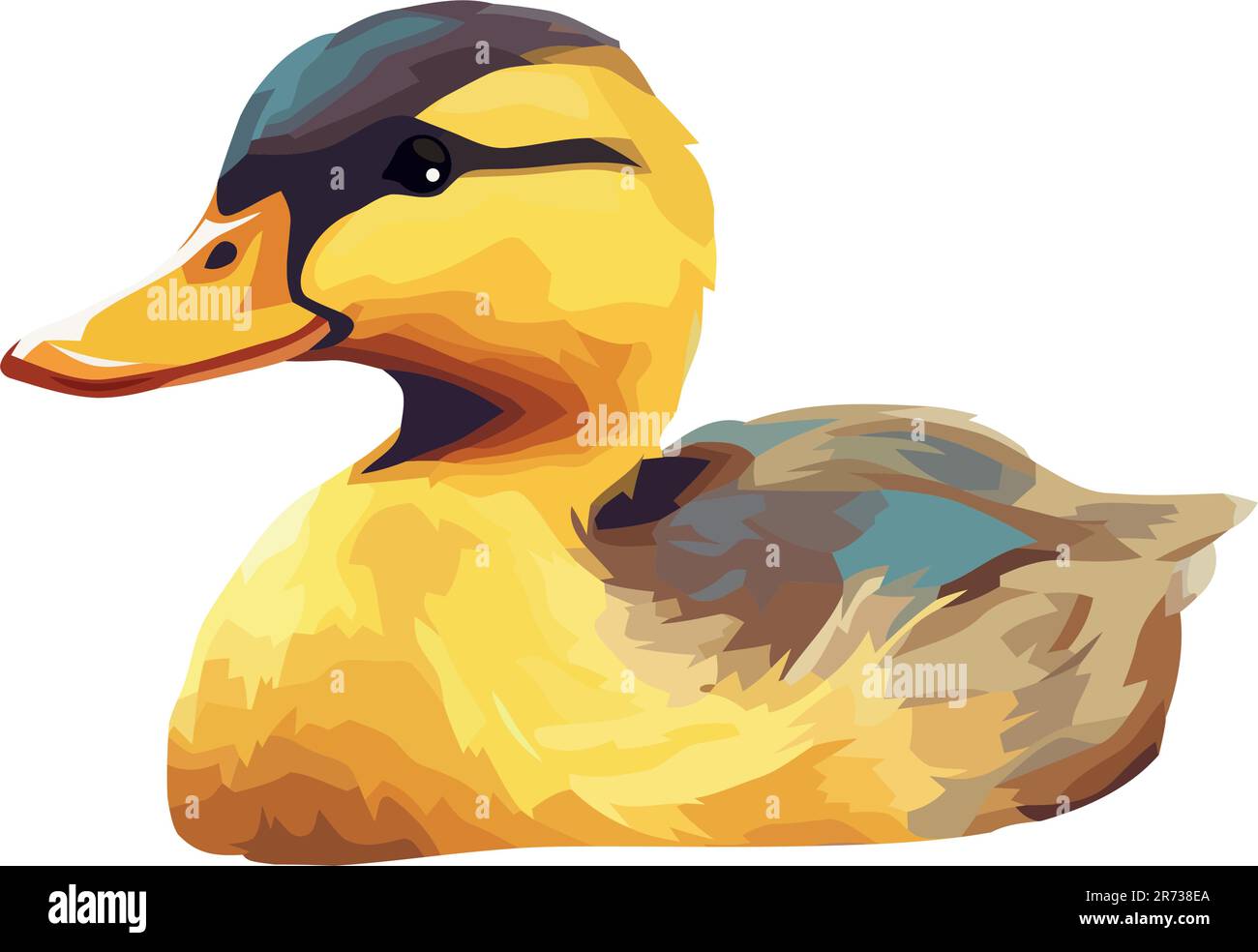 Cute yellow duckling quacks in nature pond Stock Vector Image & Art - Alamy