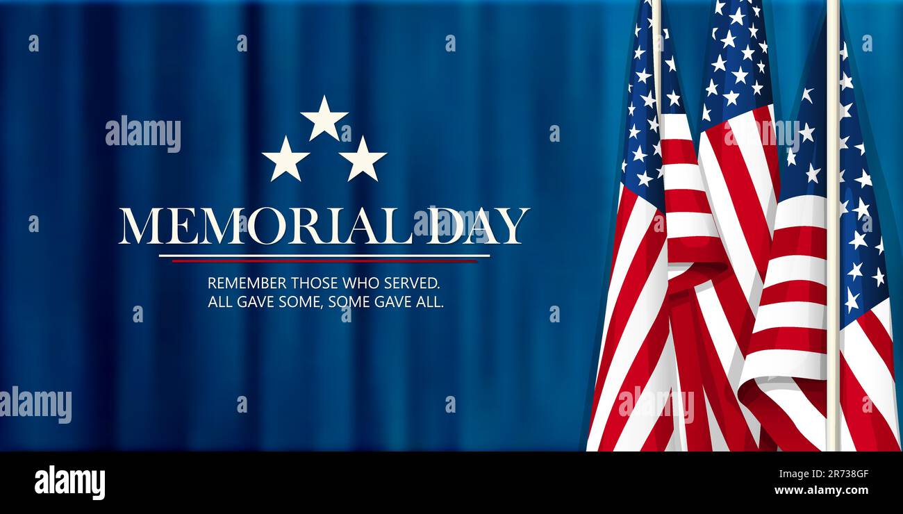 Memorial day vector card with American flags and copy space Stock ...