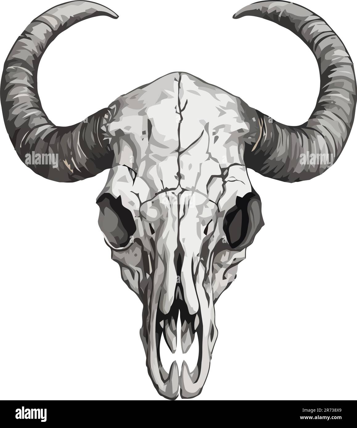 Horned cattle skull, symbol of death design Stock Vector Image & Art ...