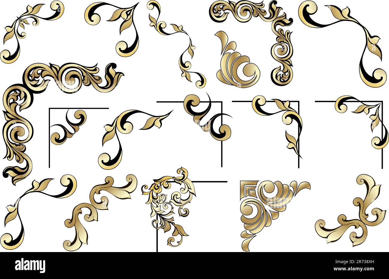 Vector set of vintage baroque corners and dividers Stock Vector Image ...