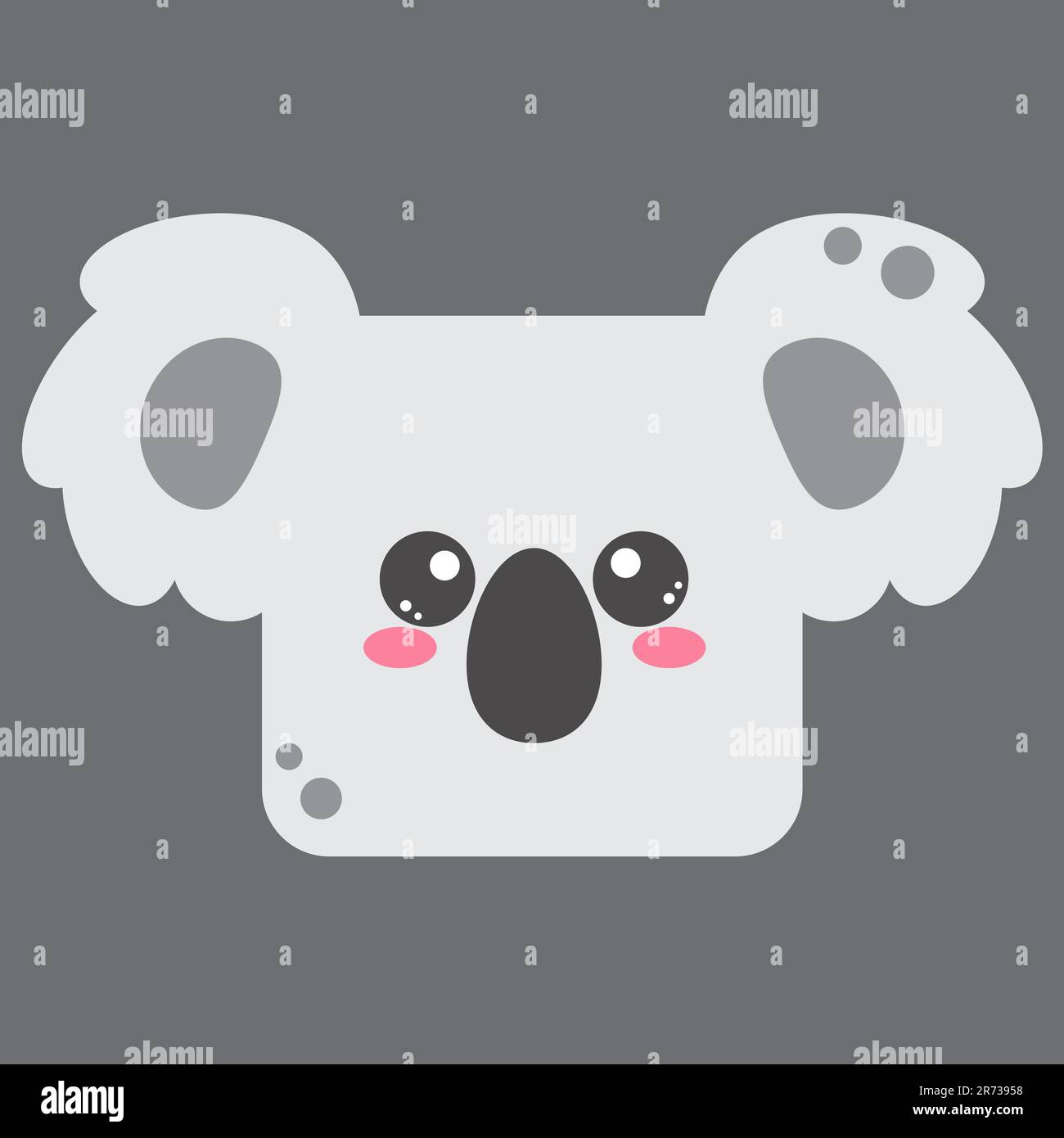 Cute square koala face. Cartoon head of animal character. Minimal ...
