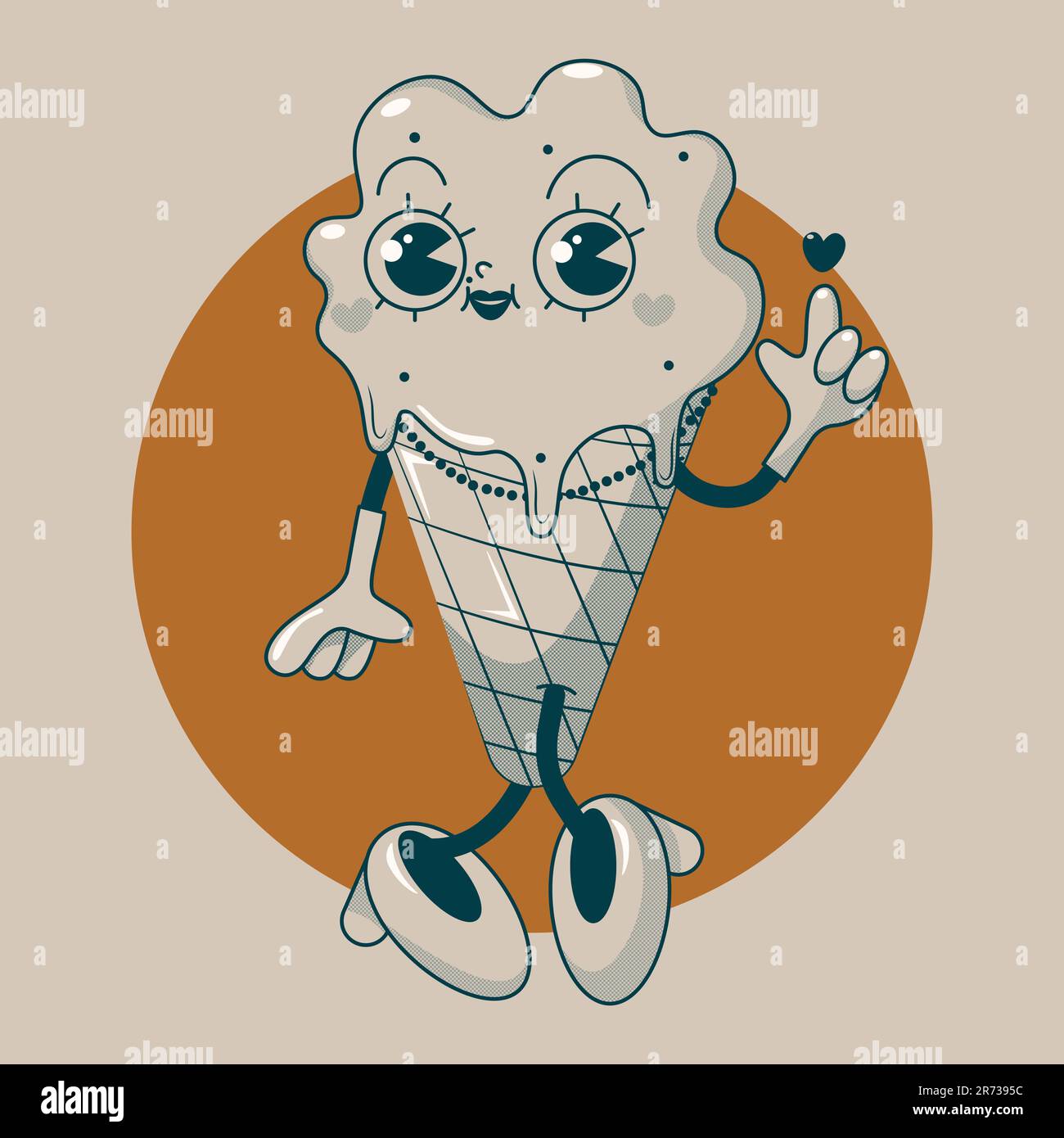 Ice cream 70s retro groovy illustration print Stock Vector Image & Art ...