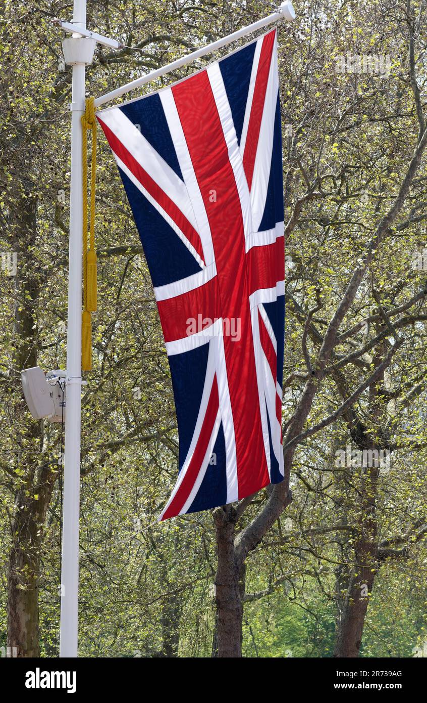 The Union Jack, British flag flying along the Mall before the ...