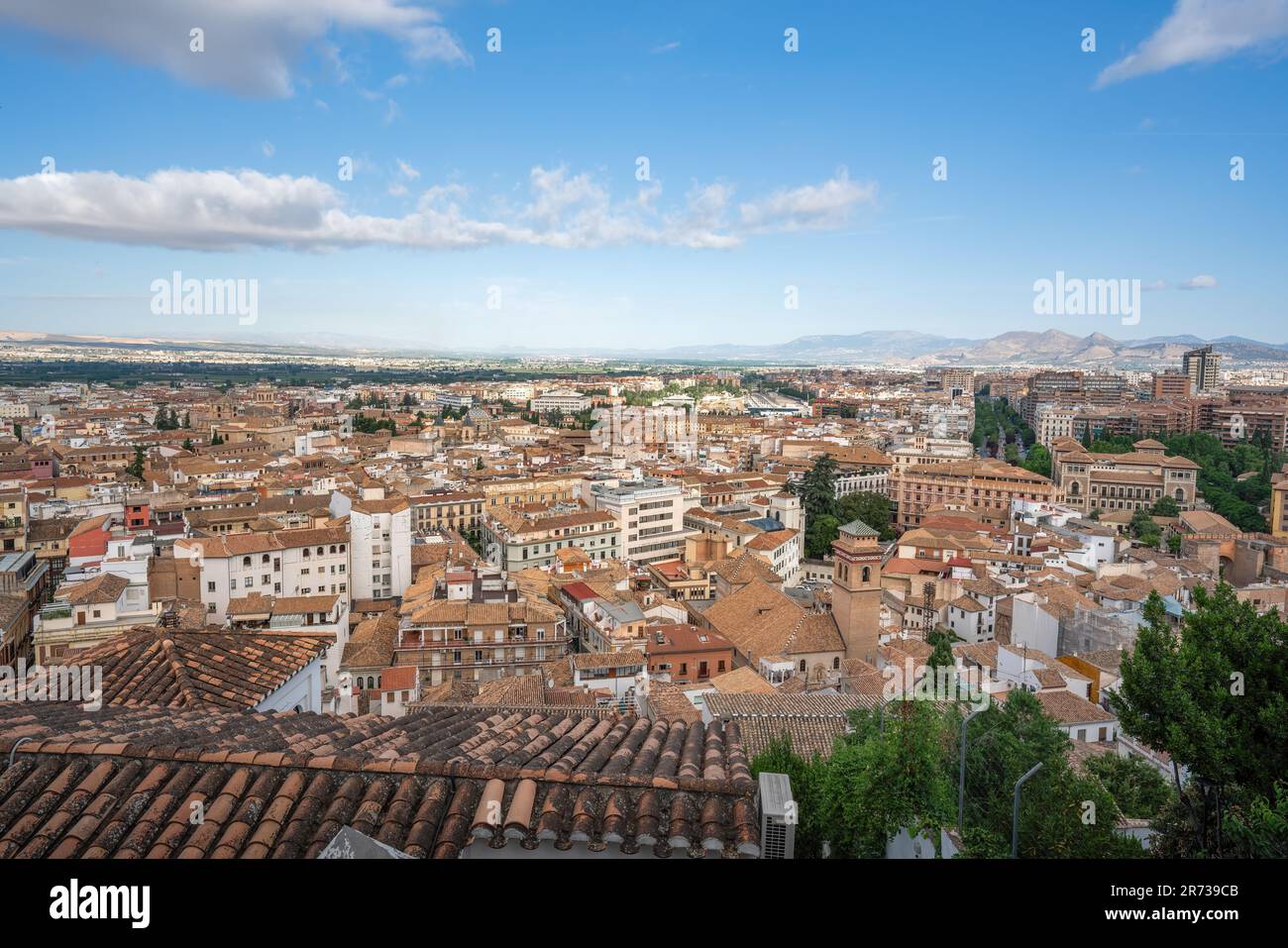 Aerial view of Granada Downtown - Granada, Andalusia, Spain Stock Photo ...