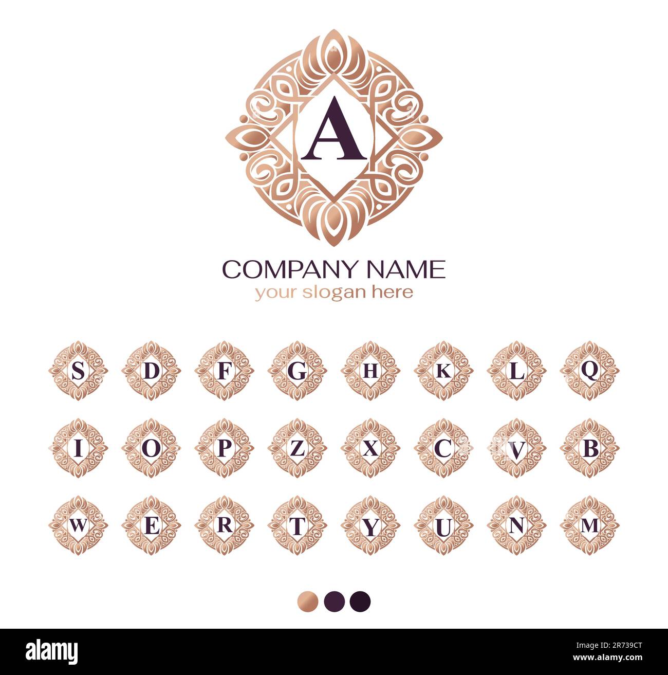 Set of luxury logos. Alphabet monogram. A set of logos in an expensive ...