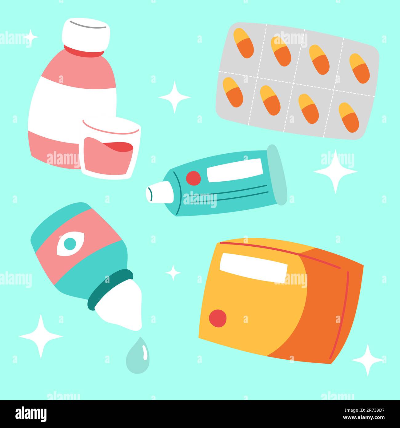 Cute medical sticker set. Hand drawn healthcare cartoon doodle medicine ...