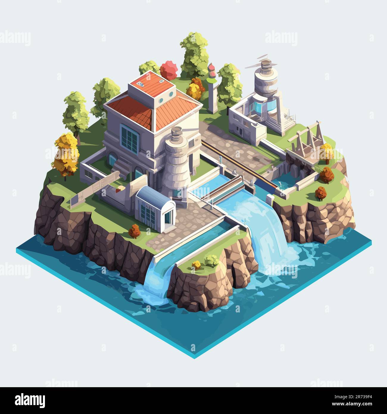 Hydroelectric Power Station Vector Vectors Stock Vector Images Alamy