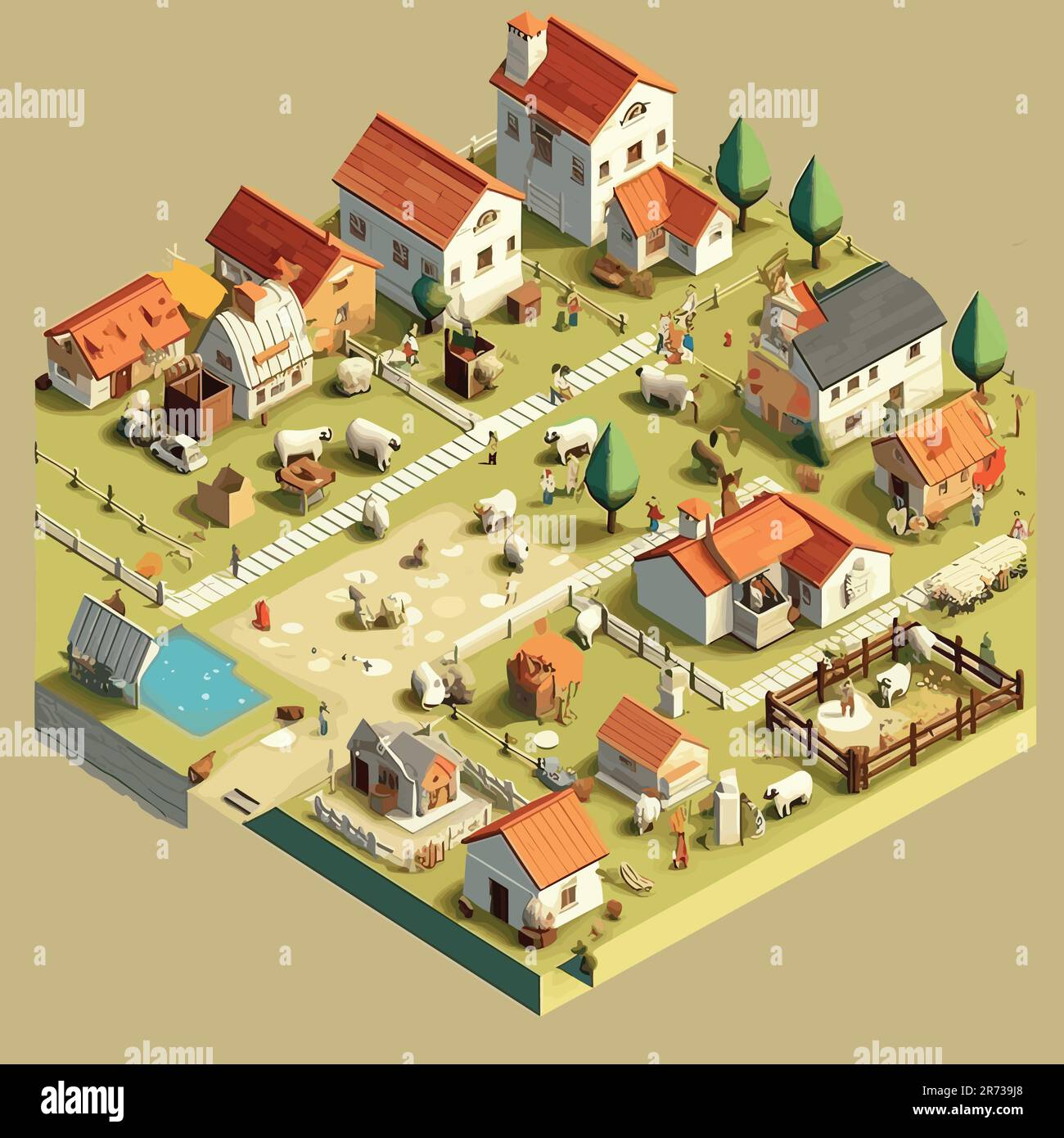 Village tiles Stock Vector Images - Alamy