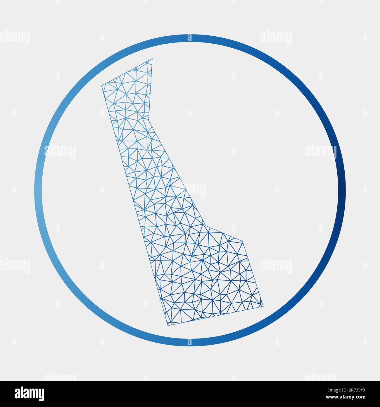 Delaware icon. Network map of the US state. Round Delaware sign with ...