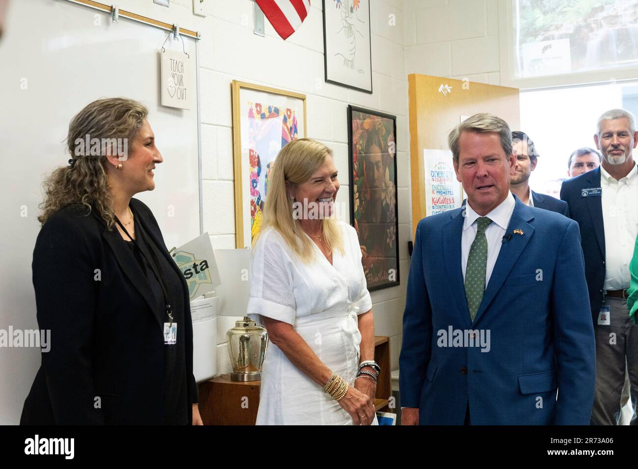 FILE - Georgia Gov. Brian Kemp and Georgia first lady Marty Kemp meet ...