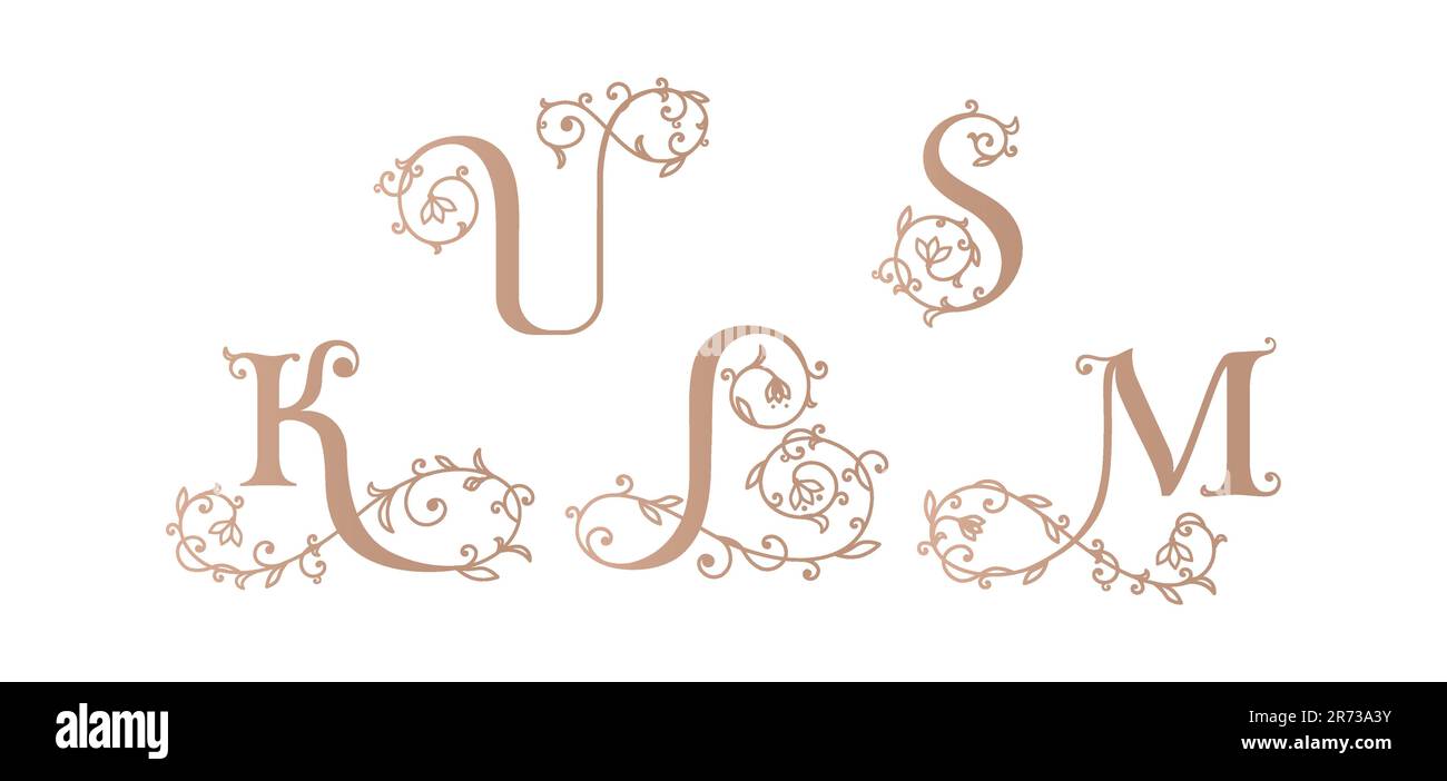 Collection of botanical, initial, letter female logos with rose organic ...