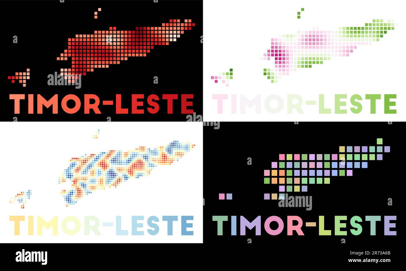 Timor-Leste map. Collection of maps of Timor-Leste in dotted style ...