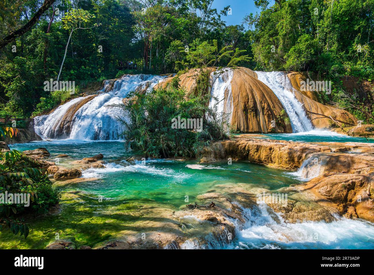 The Cascadas de Agua Azul (Spanish for "Blue Water waterfall") are a ...