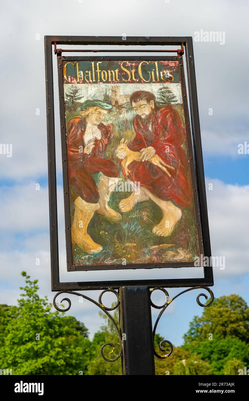 The Chalfont St Giles village sign, Buckinghamshire, England Stock ...